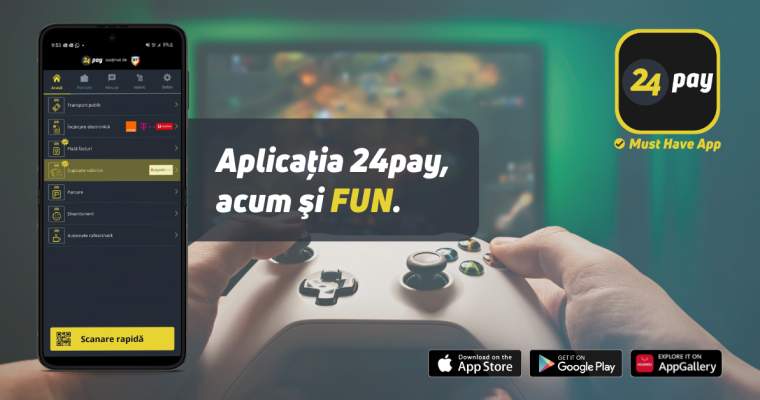 Cu aplicația 24pay poți achiziționa acum și vouchere pentru jocuri